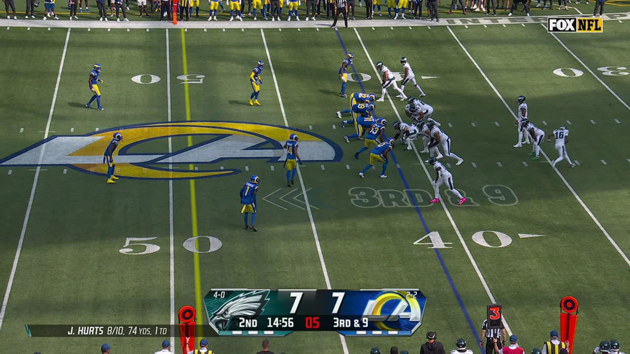 Highlight: Jalen Hurts breaks Rams' contain for third-down scramble