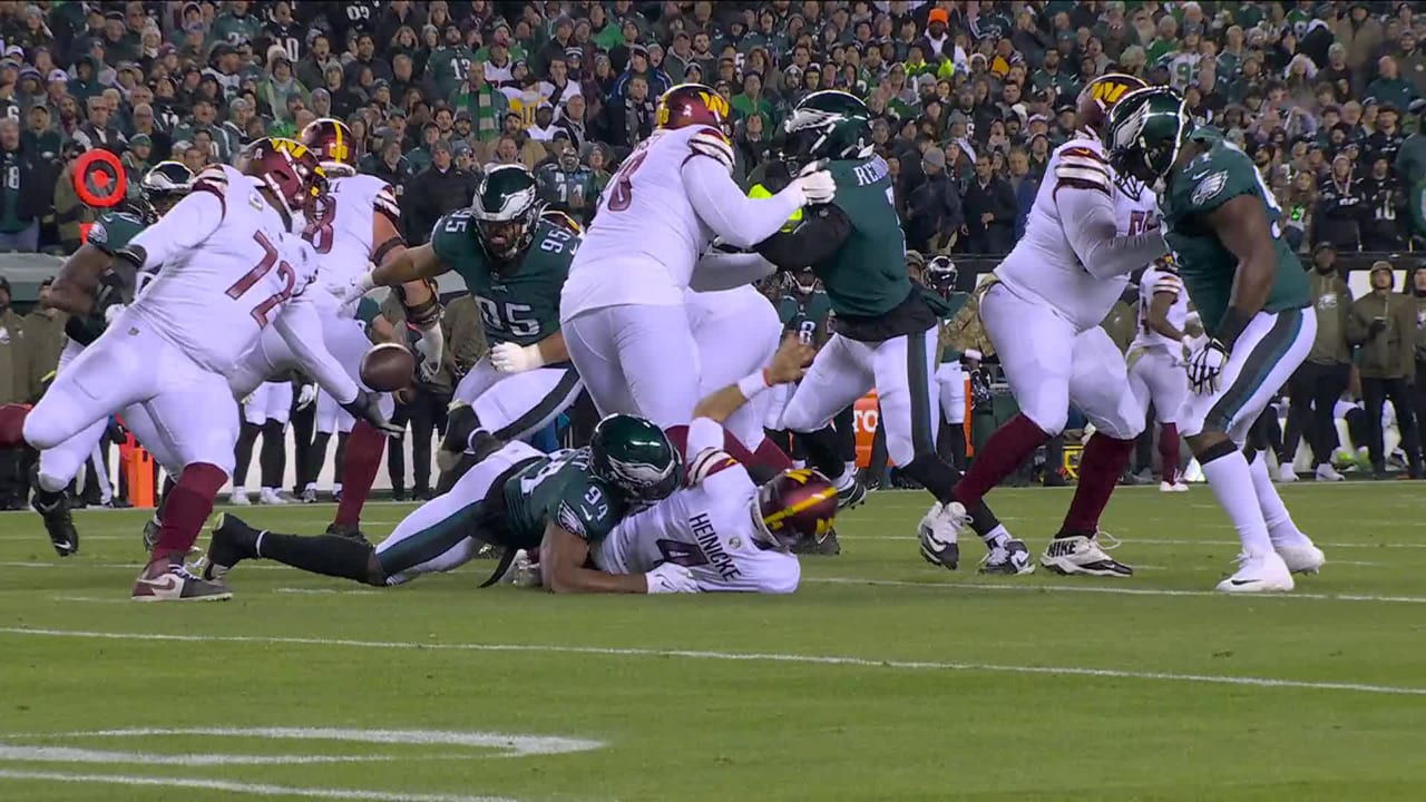 Highlight: Josh Sweat's speed rush sparks strip-sack takeaway vs. Heinicke