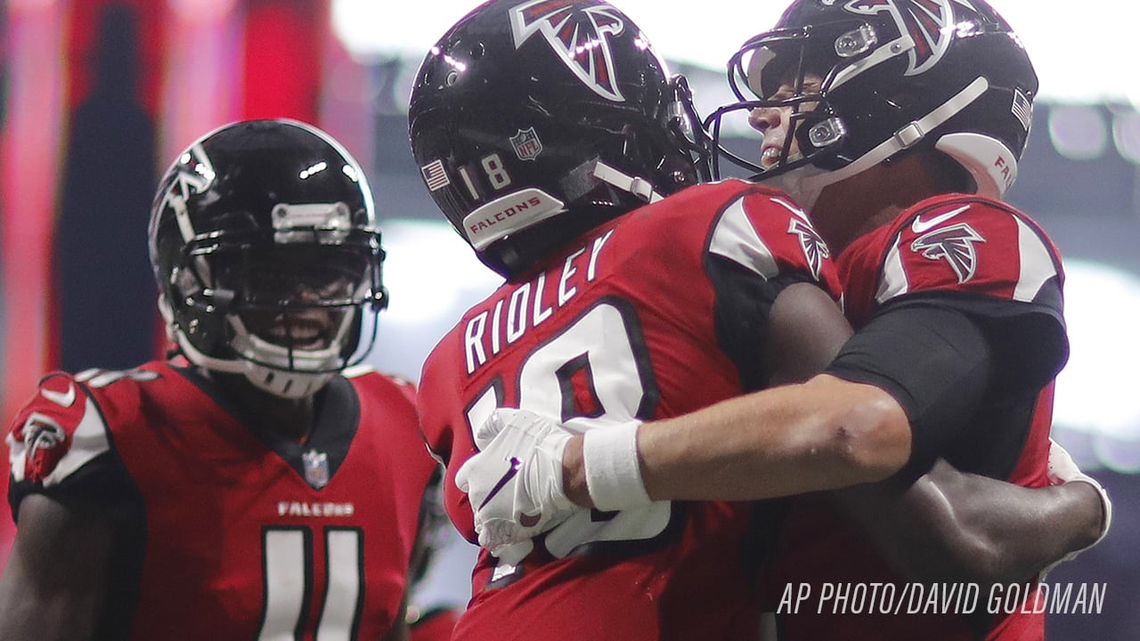 Ryan connects with Ridley for his 3rd touchdown catch of the day