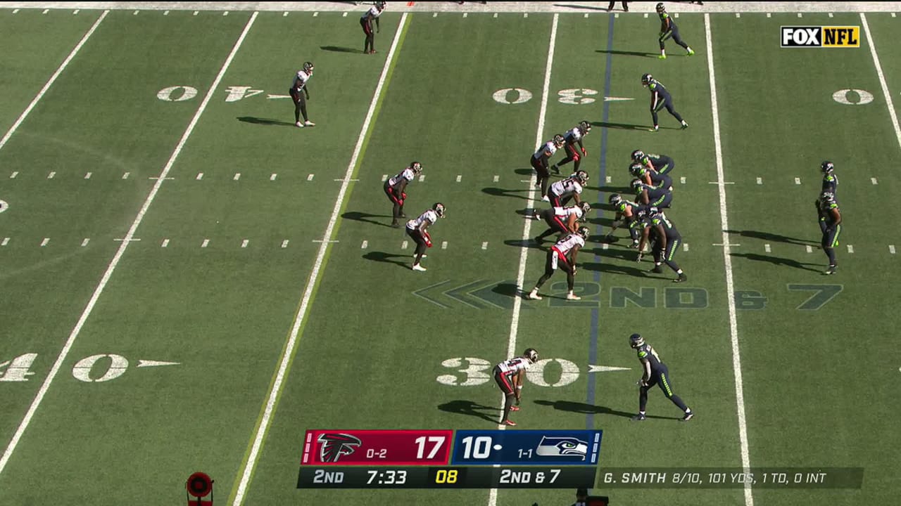 A.J. Terrell bats away deep ball to Metcalf with blanket coverage