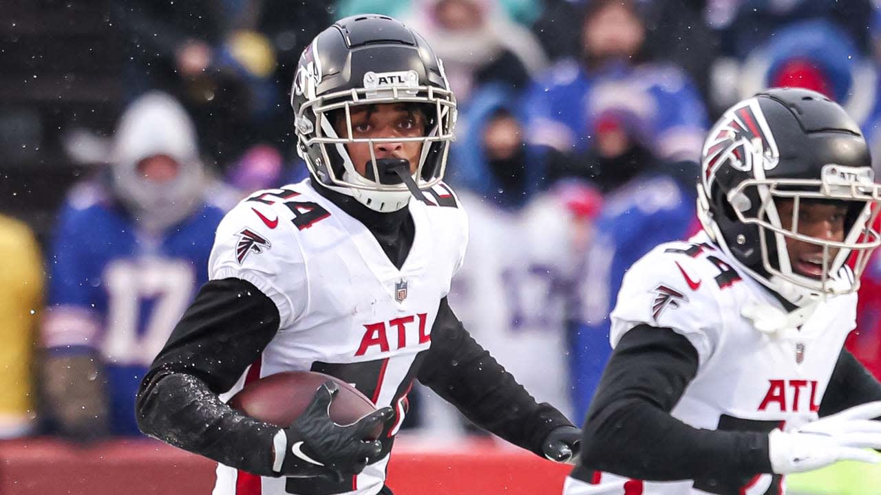 Highlight: A.J. Terrell gets a face full of snow to snag INT vs. Josh Allen
