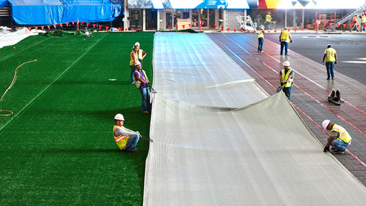 WATCH: The field turf is installed at Mercedes-Benz Stadium as Falcons ...