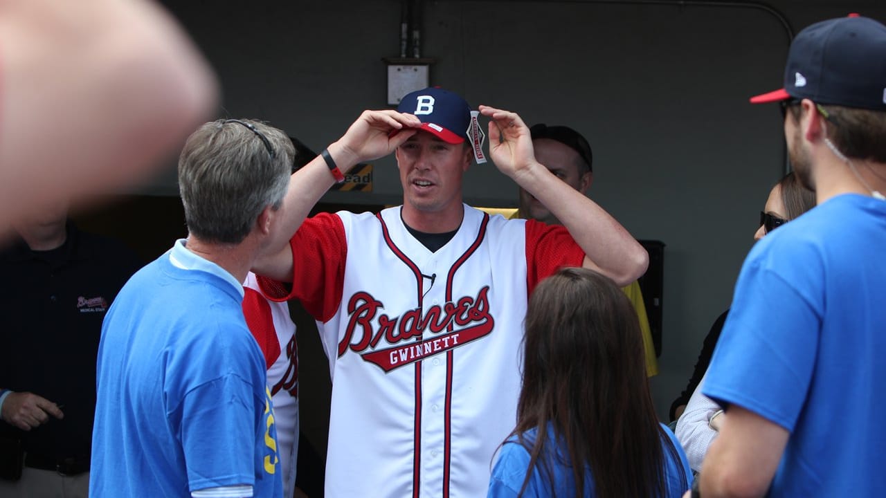 Ryan Throws Gwinnett Braves First Pitch