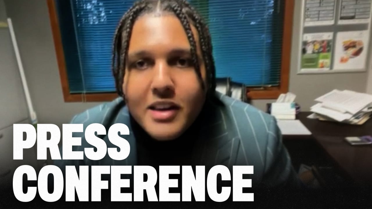 Matthew Bergeron speaks to the media after being drafted by the Atlanta ...