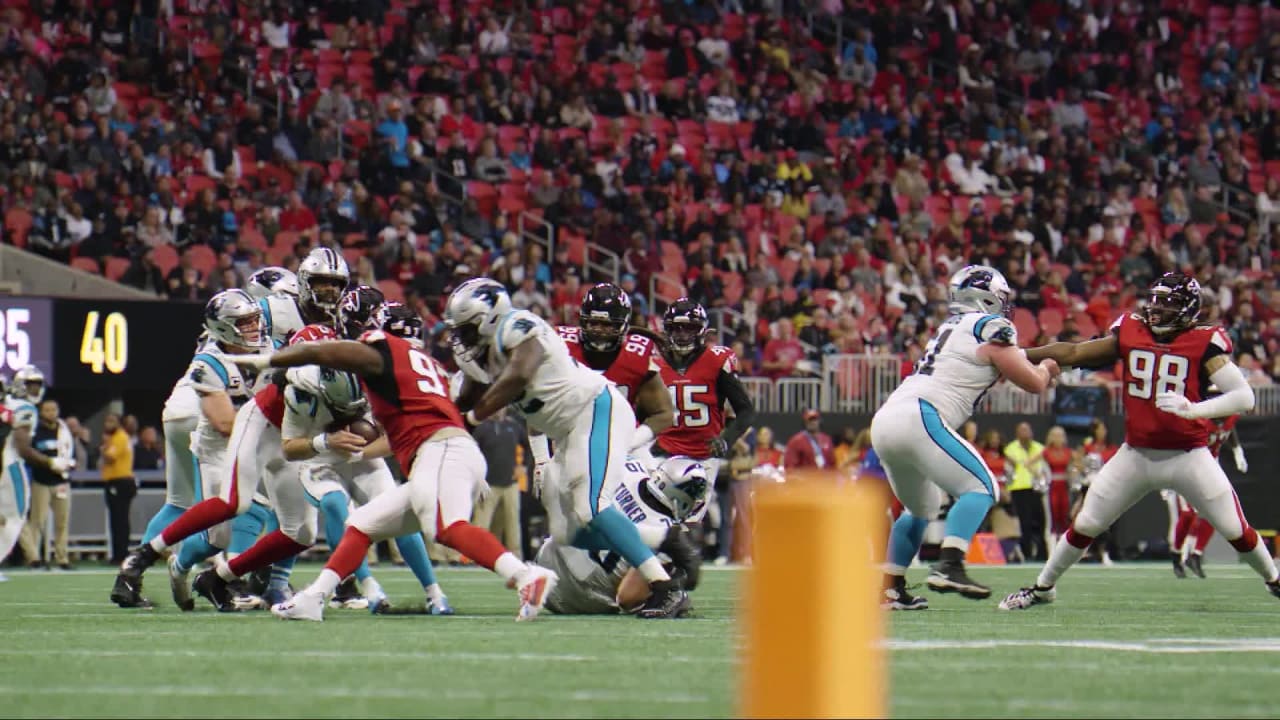 Sideline Access: Falcons defense burns past Carolina for a sack