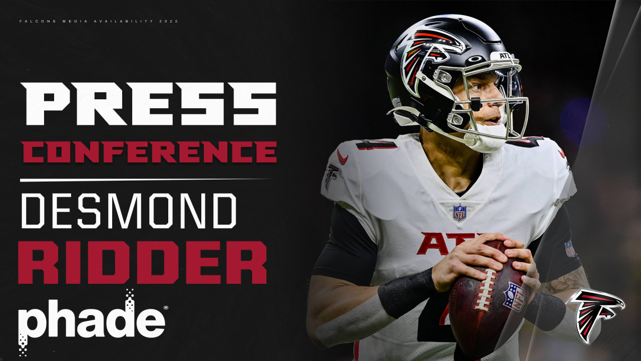 Desmond Ridder speaks to the media after his first NFL start