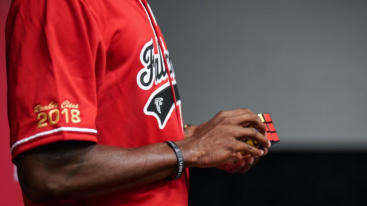 PHOTOS: Falcons rookie solves Rubik's Cube in 90 seconds