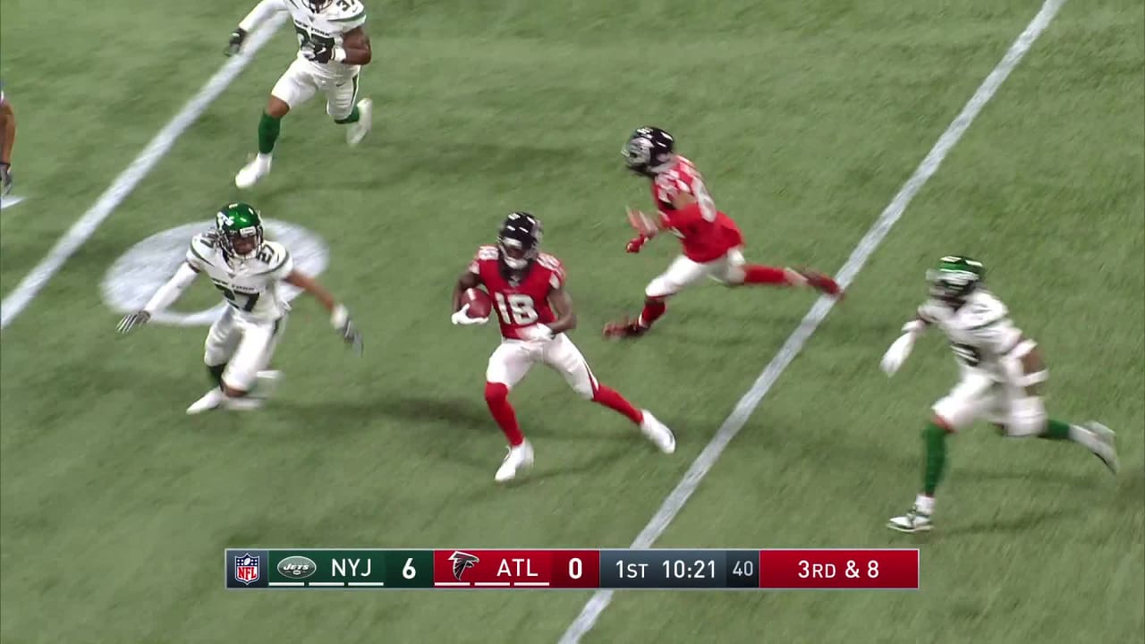 Calvin Ridley dashes for first preseason catch