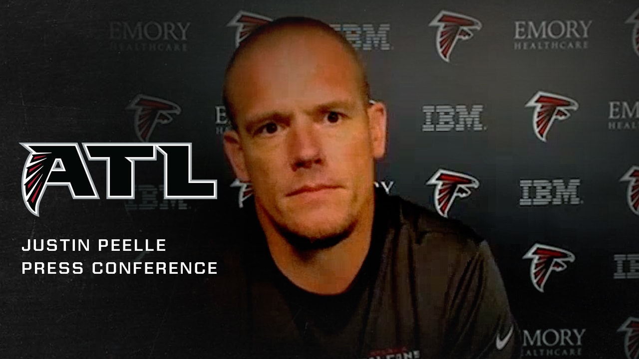 Tight Ends coach Justin Peelle speaks to the media following the 2021 ...