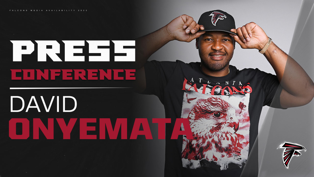 David Onyemata speaks to the media after signing with Falcons