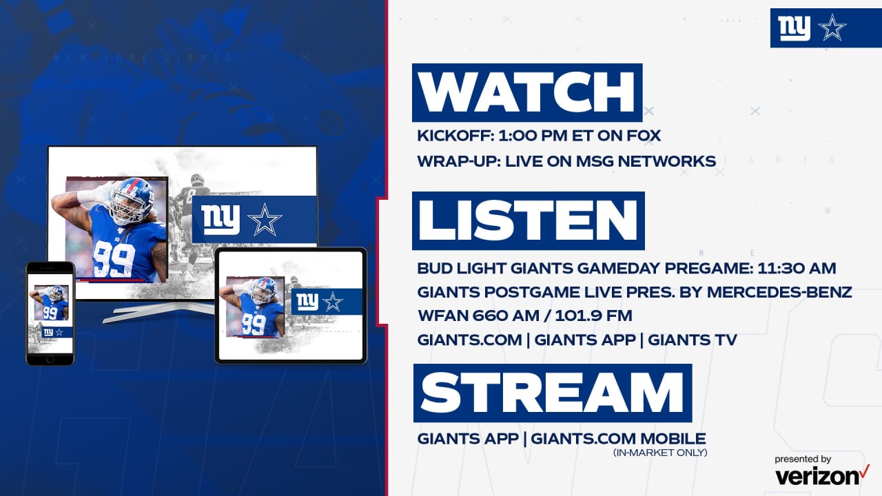 New York Giants vs. Dallas Cowboys: How to Watch, Listen & Live Stream ...