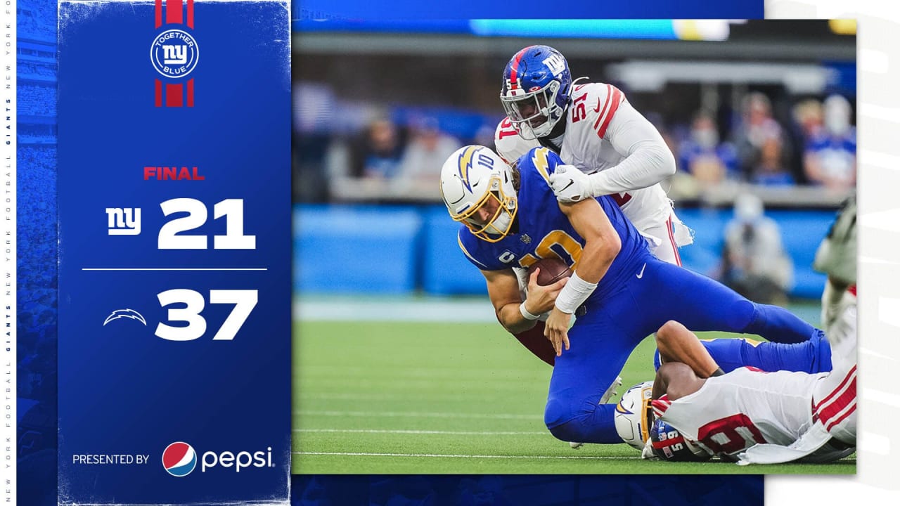 New York Giants fall to Los Angeles Chargers, 37-21