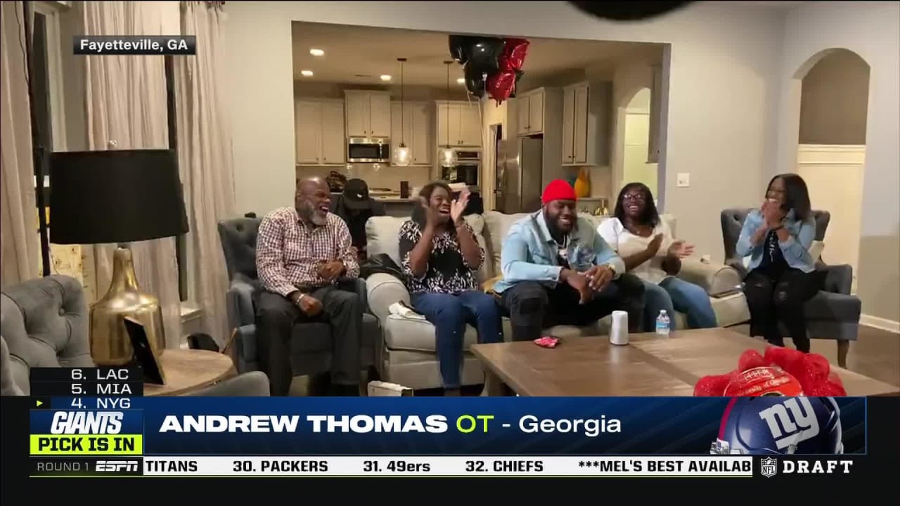 Andrew Thomas celebrates draft with family