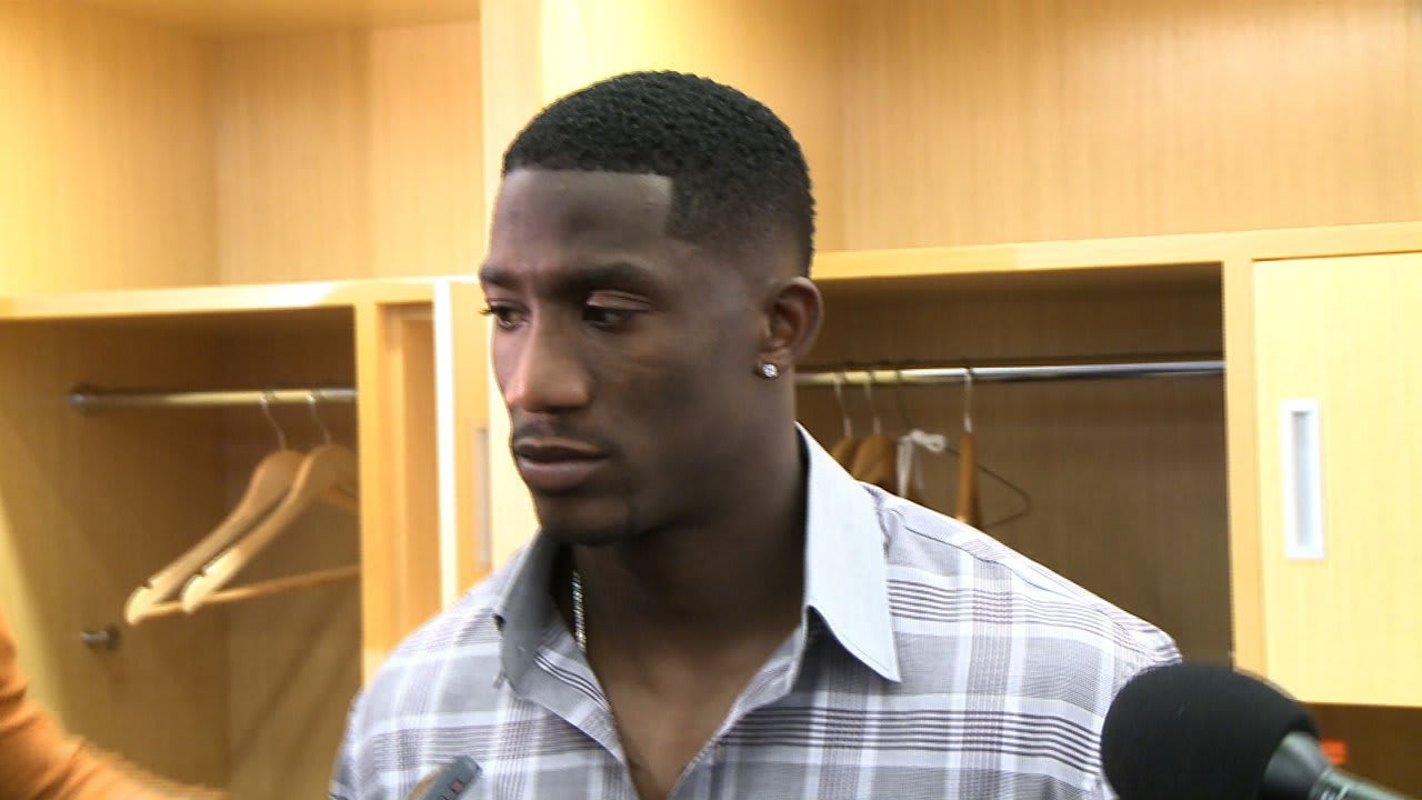 Safety Antrel Rolle discusses his interception