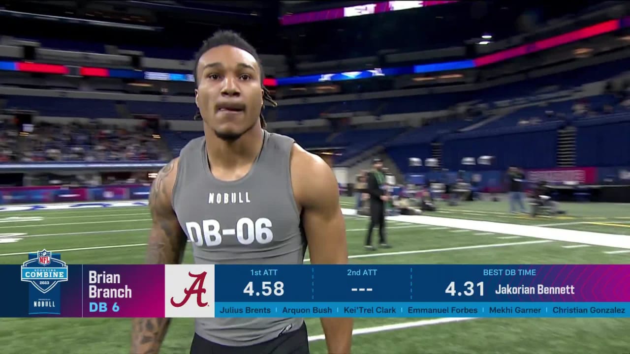 Brian Branch runs official 4.58 40-yard dash at 2023 combine
