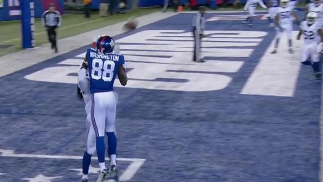Eli Manning delivers Corey Washington's first TD