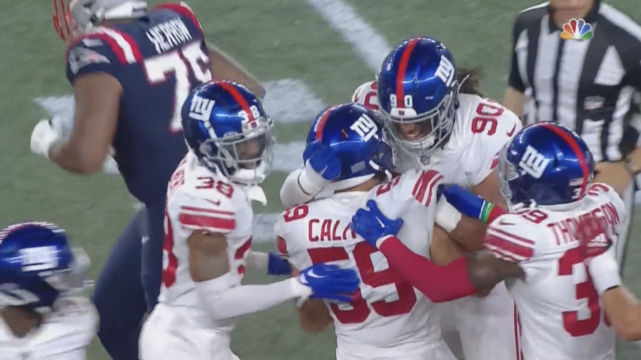 Austin Calitro tips pass to himself for INT | Giants vs. Patriots ...