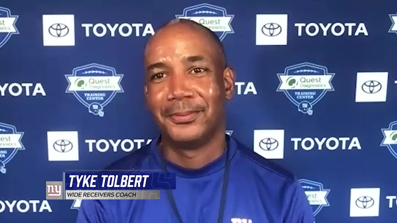 WR Coach Tyke Tolbert on getting all of the Giants' weapons together