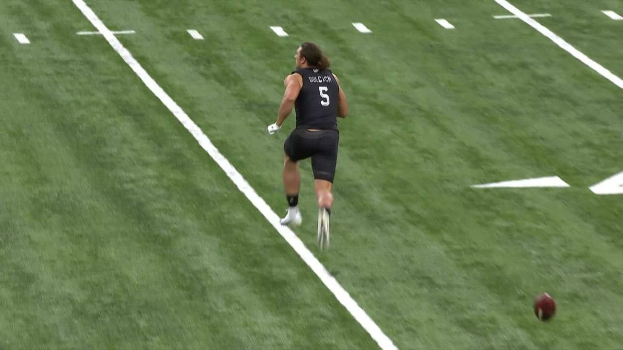 UCLA TE Greg Dulcich runs through gauntlet drill | 2022 NFL Combine ...