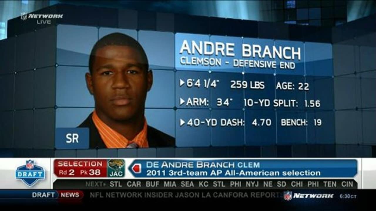 Jaguars pick Andre Branch No. 38