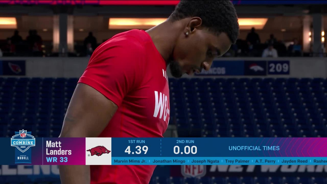 WR Matt Landers (Arkansas) Runs a 4.37-Second 40-Yard Dash at the 2023 NFL Ccombine