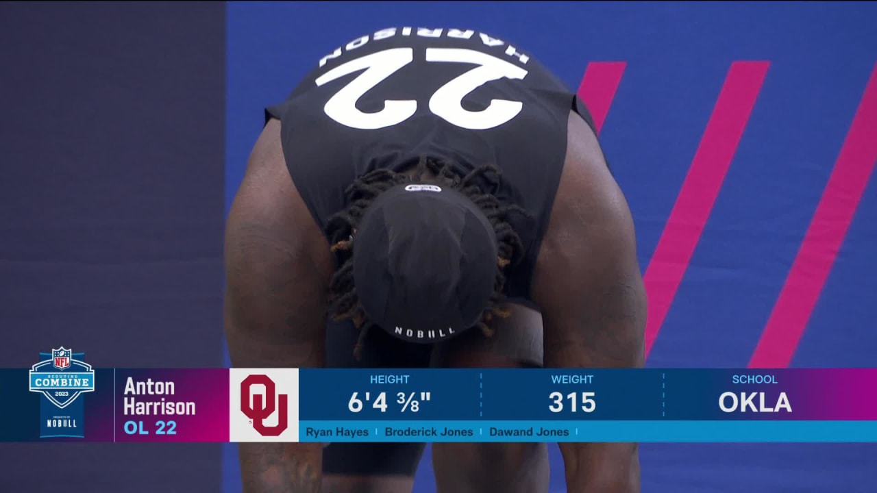 OL Anton Harrison (Oklahoma) Runs a 4.98-Second 40-Yard Dash at 2023 ...