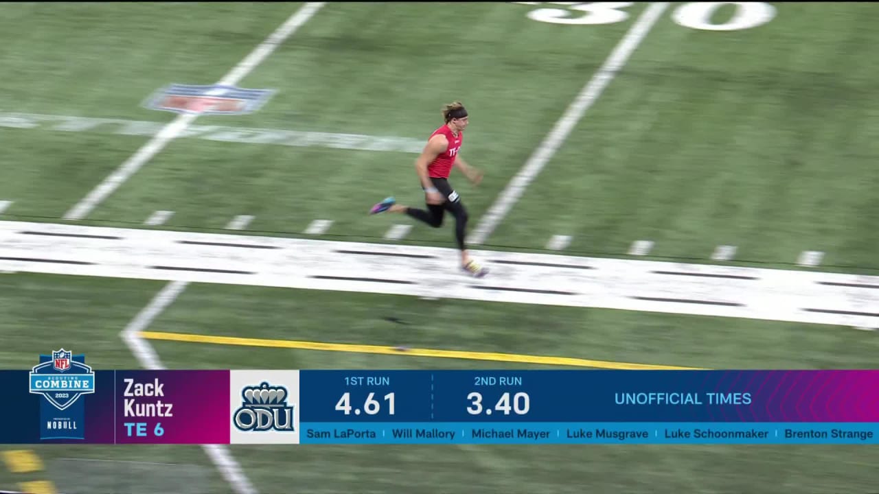 TE Zack Kuntz (Old Dominion) Runs a 4.55-Second 40-Yard Dash at 2023 ...