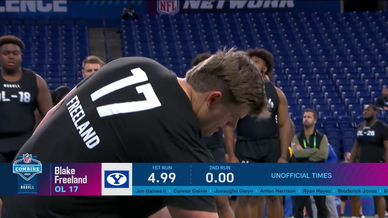OL Blake Freeland (BYU) Runs a 4.98-Second 40-Yard Dash at 2023 NFL Combine