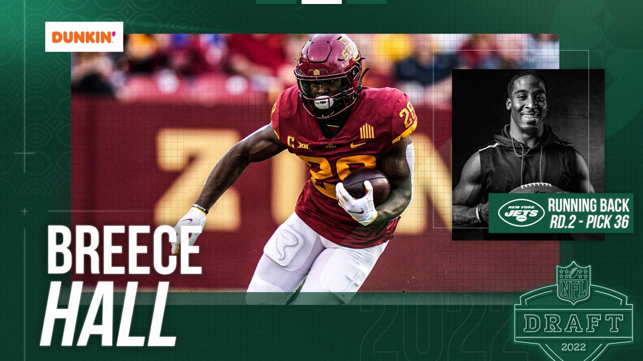 2022 NFL Draft: Running Back Breece Hall,Iowa State, Round 2, Pick 36