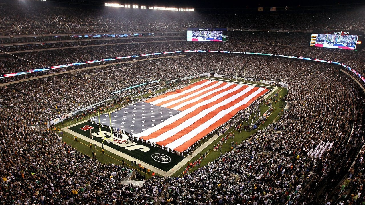 Jets Green with Red, White and Blue