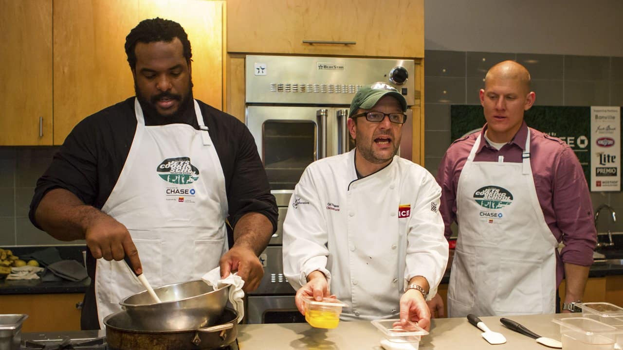 Jets Fans and Players Cook Up Special Dishes at ICE Cooking School