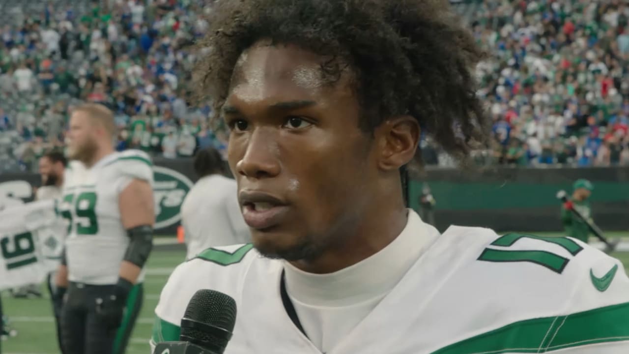 Garrett Wilson On-Field Interview After the Win Over the Bills
