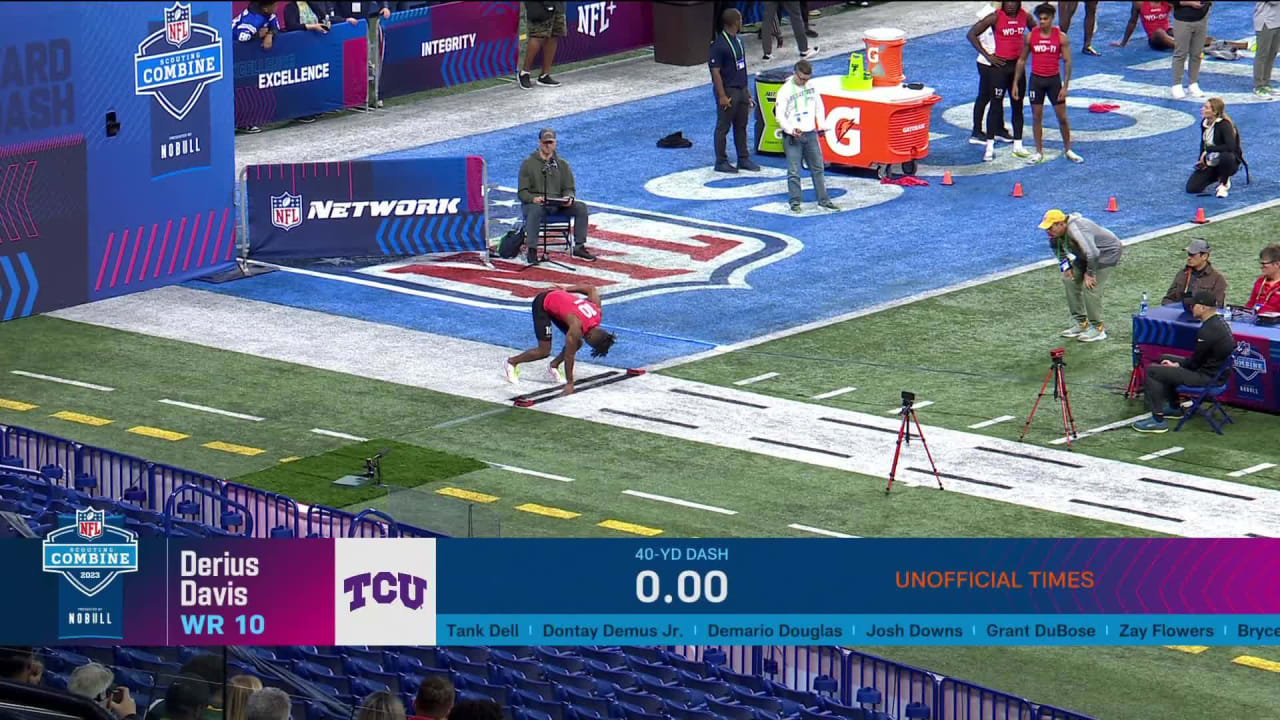 WR Derius Davis (TCU) Runs a 4.36-Second 40-Yard Dash at the 2023 NFL ...