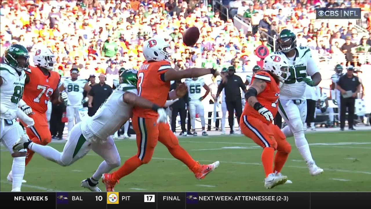 Highlight | Jermaine Johnson's Strip-Sack of Russell Wilson Forces a Broncos Punt