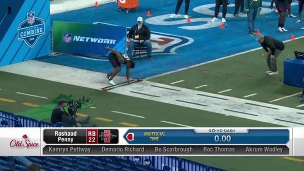 San Diego State running back Rashaad Penny runs an unofficial 4.47 40 ...