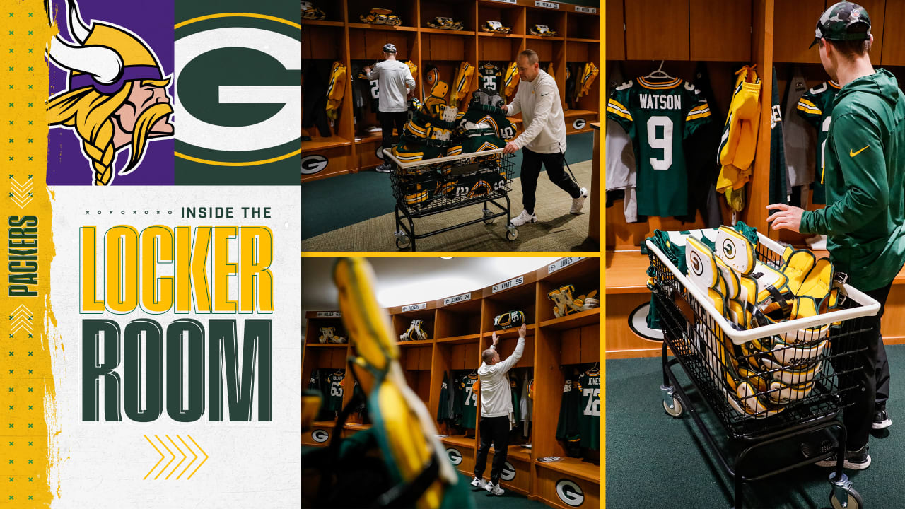 Behind-the-scenes look inside the Packers' locker room before Vikings game