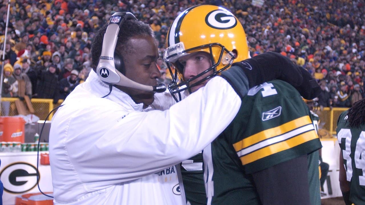 Brett Favre with his Green Bay coaches