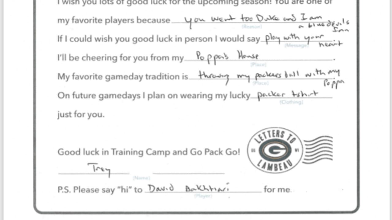 Kids write Packers letters during last week of camp