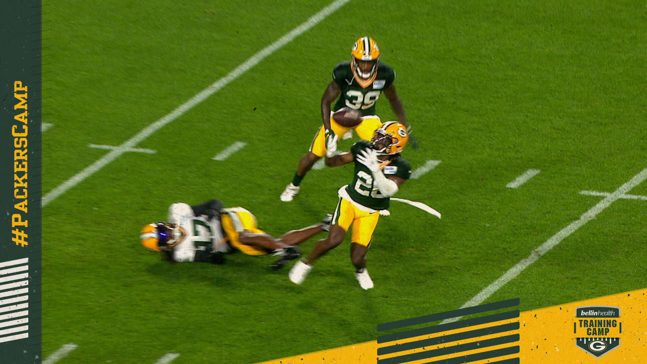 Highlight: Darnell Savage bobbles, secures INT | Packers Family Night Highlight: Darnell Savage bobbles, secures INT | Packers Family Night