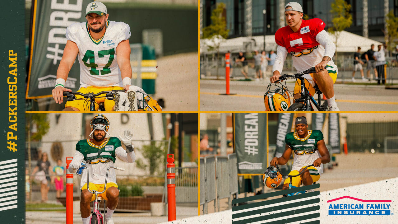 Big guys on bikes: Packers ride to training camp