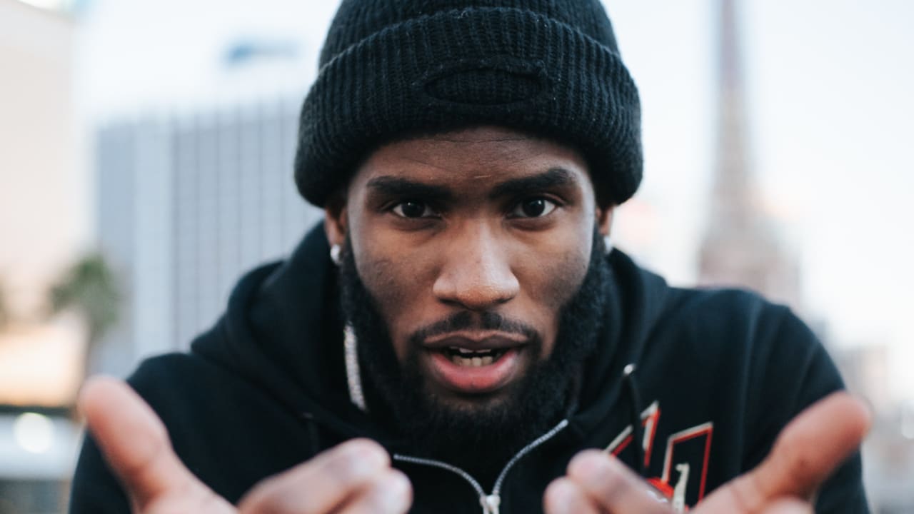 Brian Burns photoshoot on the Las Vegas strip at the 2022 Pro Bowl