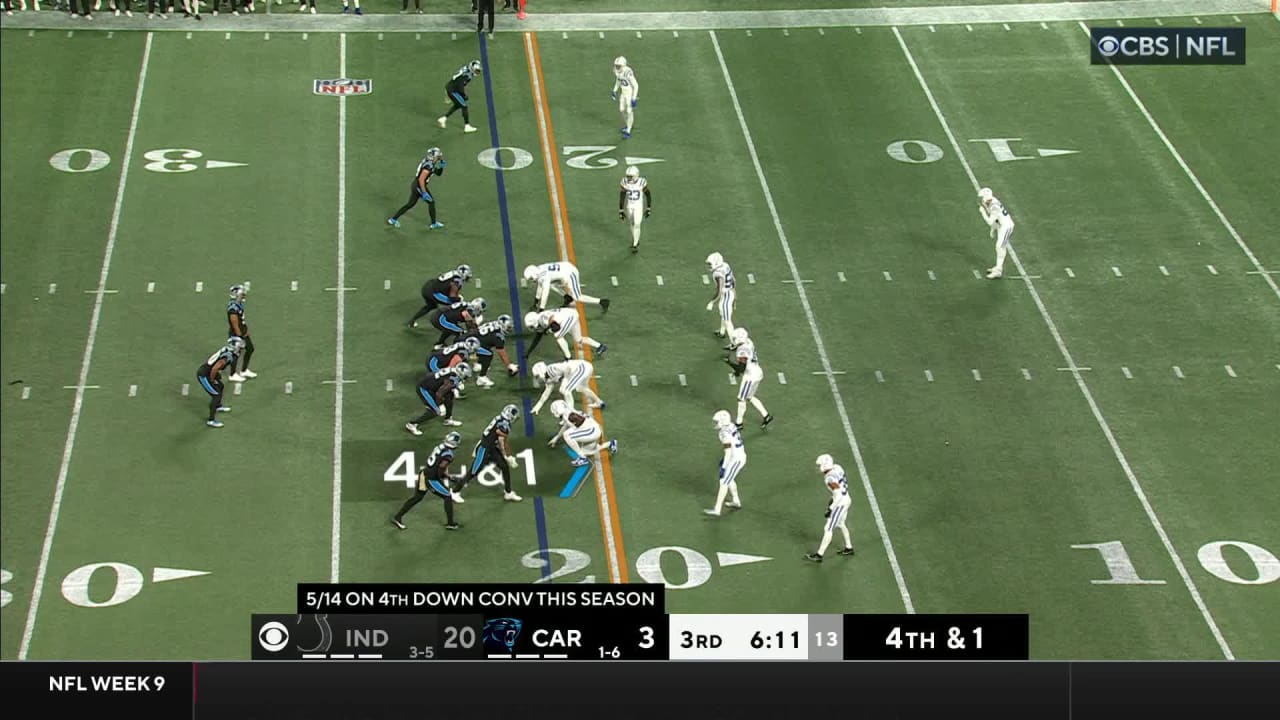Must-See: Young's 11-yard strike to Tremble on fourth down keeps Panthers' drive alive