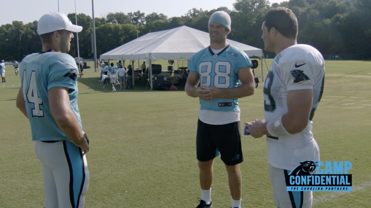 Luke, Greg and J.J. mic'd before practice