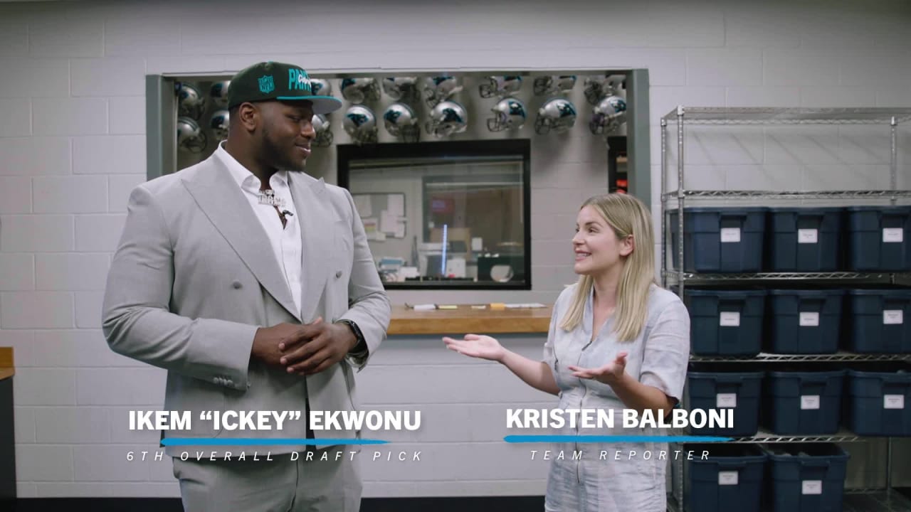Ickey Ekwonu gets a first look at his new Panthers locker