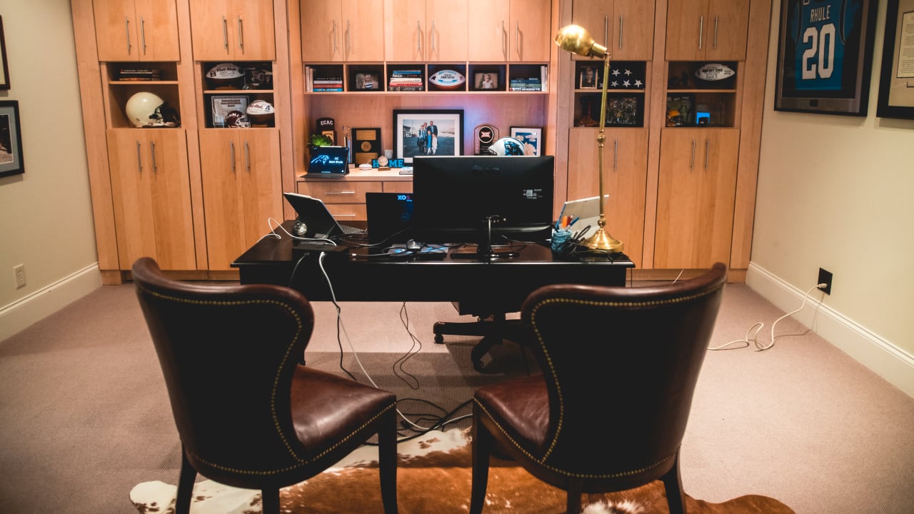 Head coach Matt Rhule's Draft Room Setup