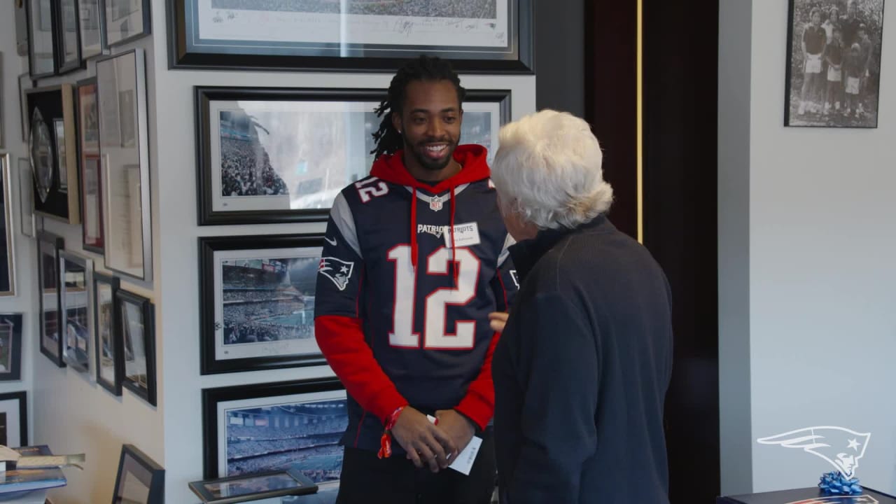 Robert Kraft welcomes Jerry Edmond to Gillette Stadium