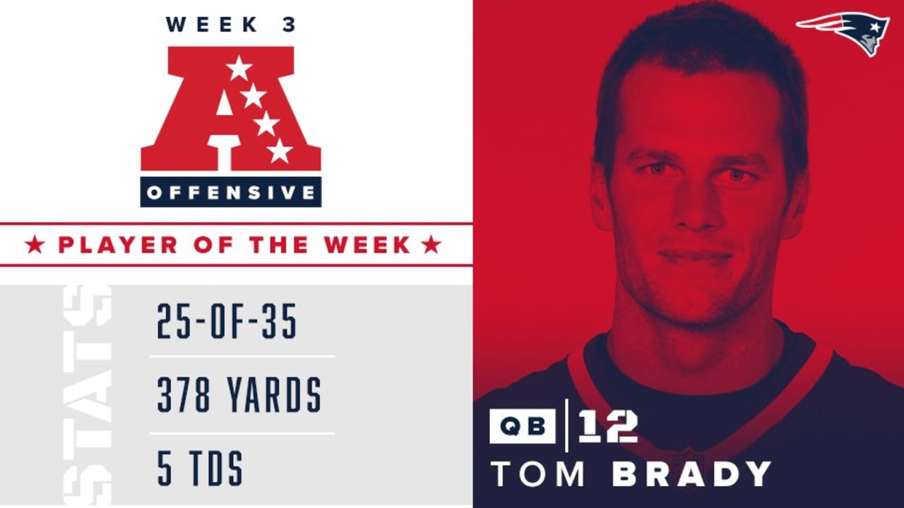 Tom Brady named AFC Offensive Player of the Week; Second Straight Week ...