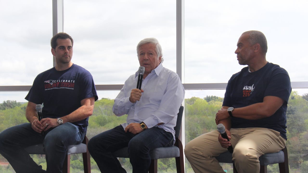 Robert Kraft, Stephen Gostkowski & the Governor at the Project 351 Reunion