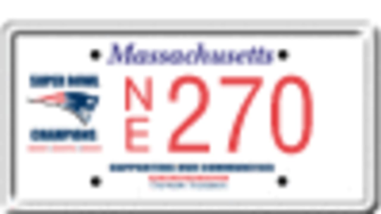 Bid now on low-number Patriots license plates!