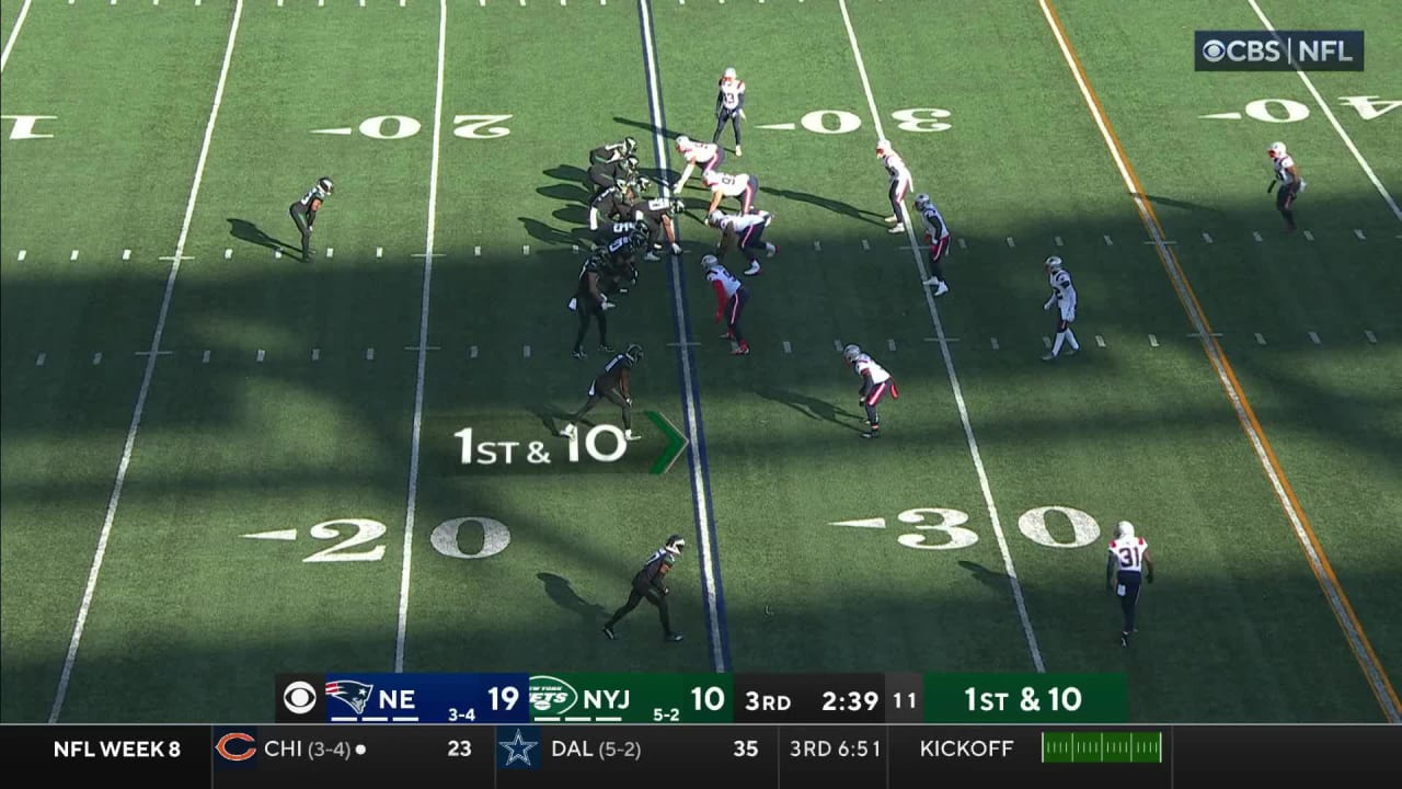 Zach Wilson's reckless sideline pass ends with INT by McCourty